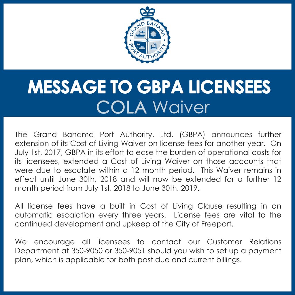 MESSAGE TO GBPA LICENSEES: COLA Waiver - GBPA Media